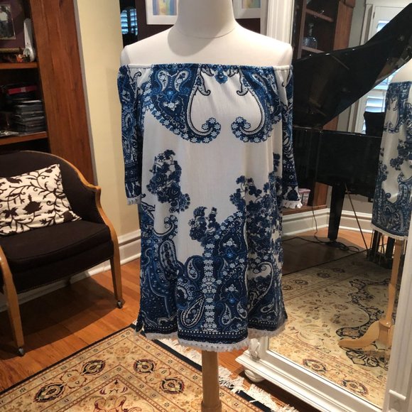 Susan Graver | Tops | Nwot Susan Graver Weekend Blue And White Paisley ...